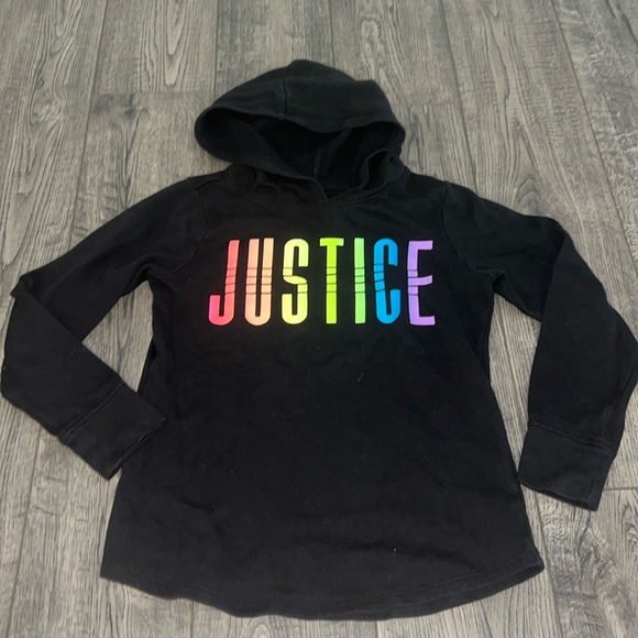 Justice | Shirts & Tops | Justice Girls Black Hoodie With Rainbow ...